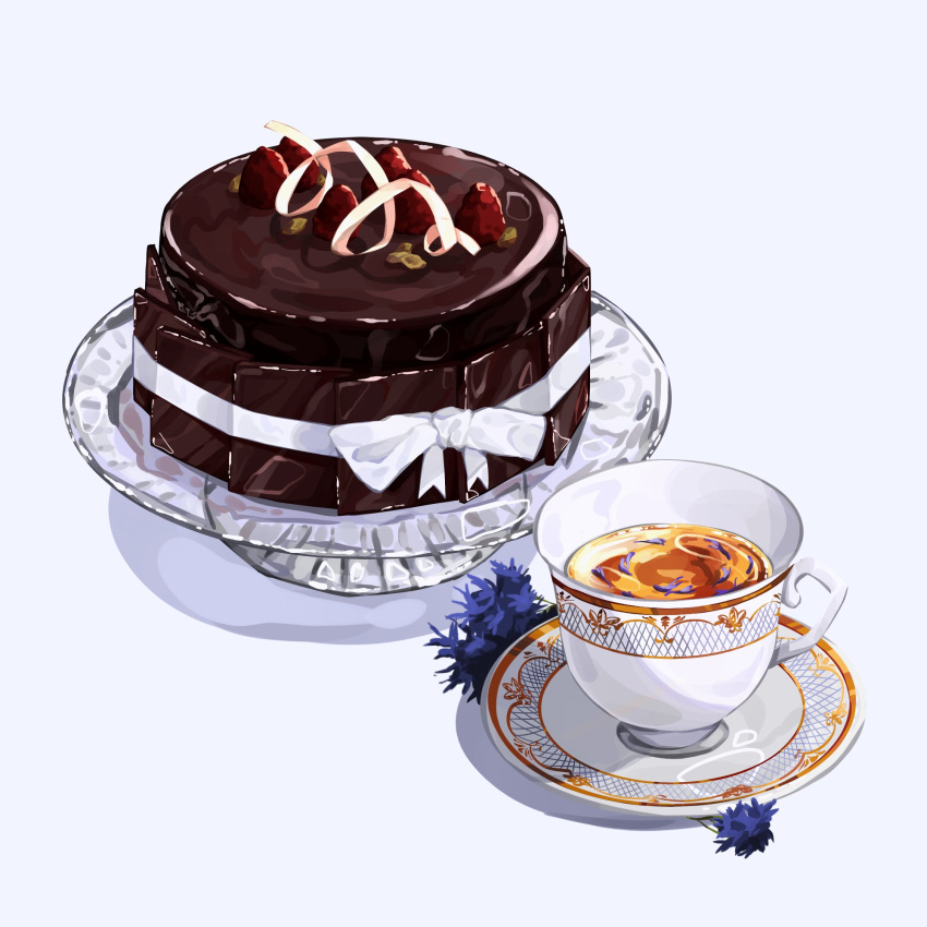 Safebooru - cake chocolate cake commentary cup dessert drink english commentary flower food food ...