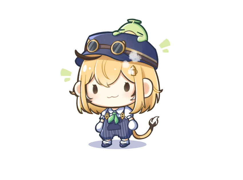 Safebooru - 1girl :3 blonde hair blue hat blue overalls chibi chibi ...