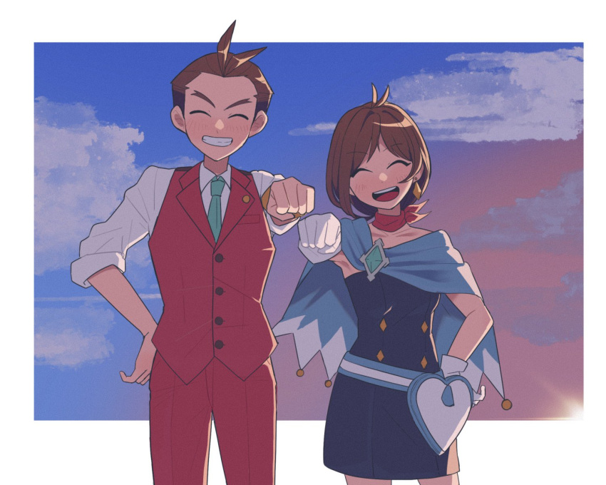 Safebooru - 1boy 1girl ace attorney antenna hair apollo justice apollo justice: ace attorney ...