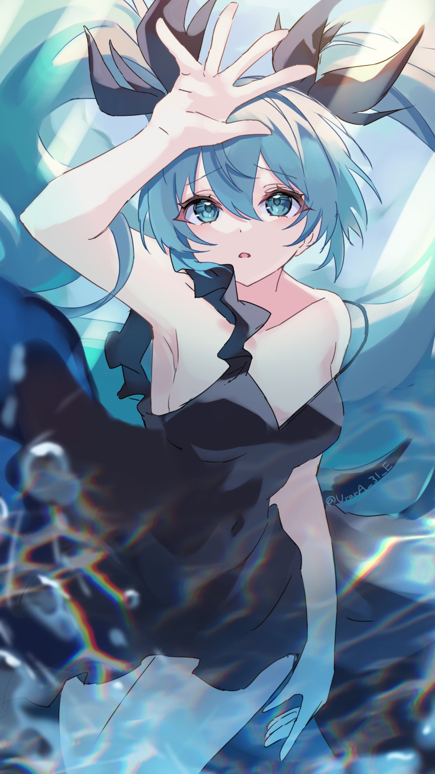 Safebooru 1girl Absurdres Aqua Eyes Aqua Hair Arm Up Armpits Bare