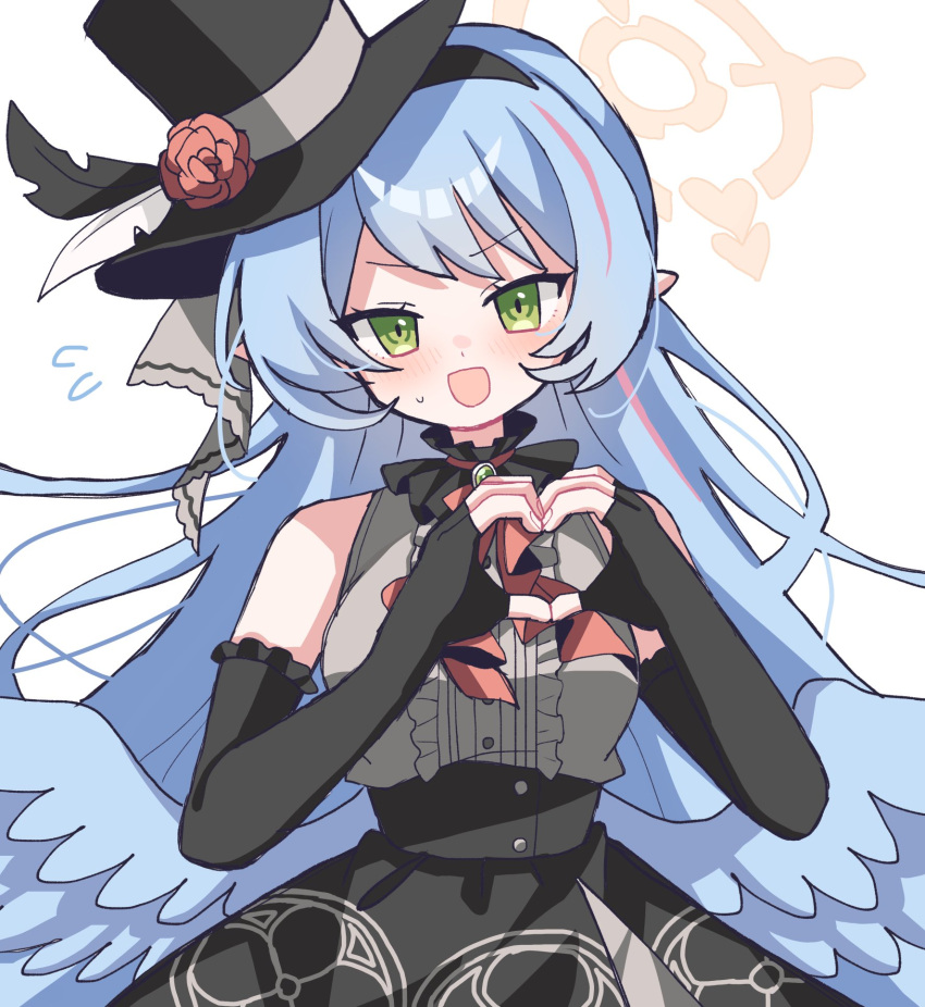 Safebooru - 1girl blue archive blue hair blue wings blush dress fingerless gloves furiba 794 ...
