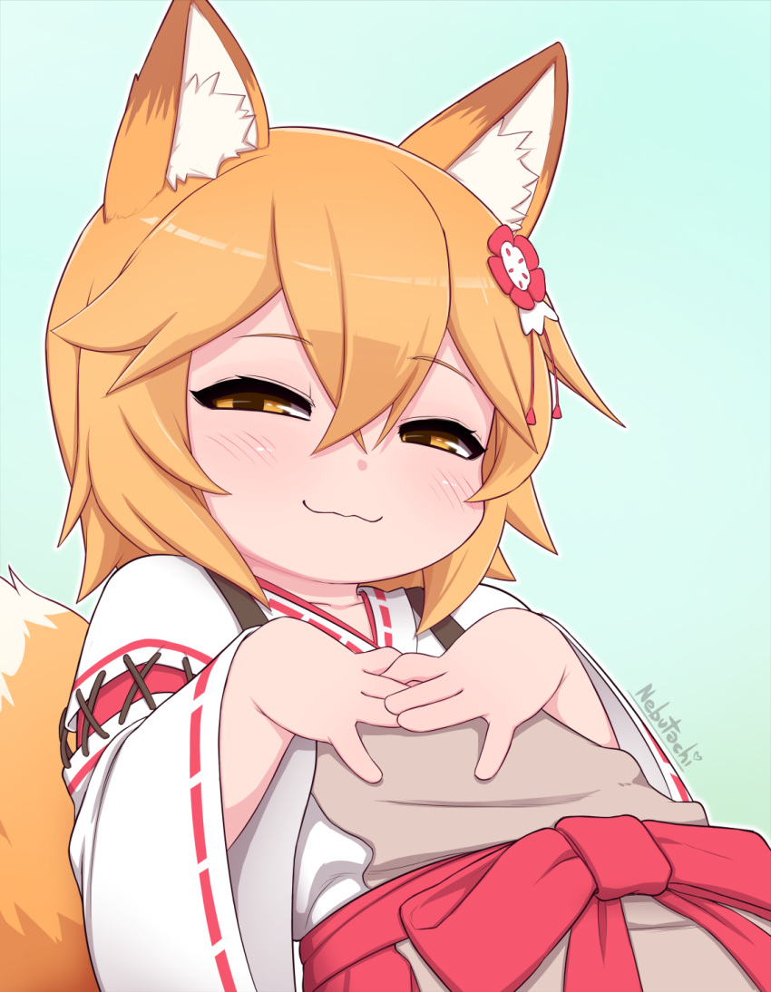 Safebooru - 1girl animal ear fluff animal ears apron artist name blonde ...