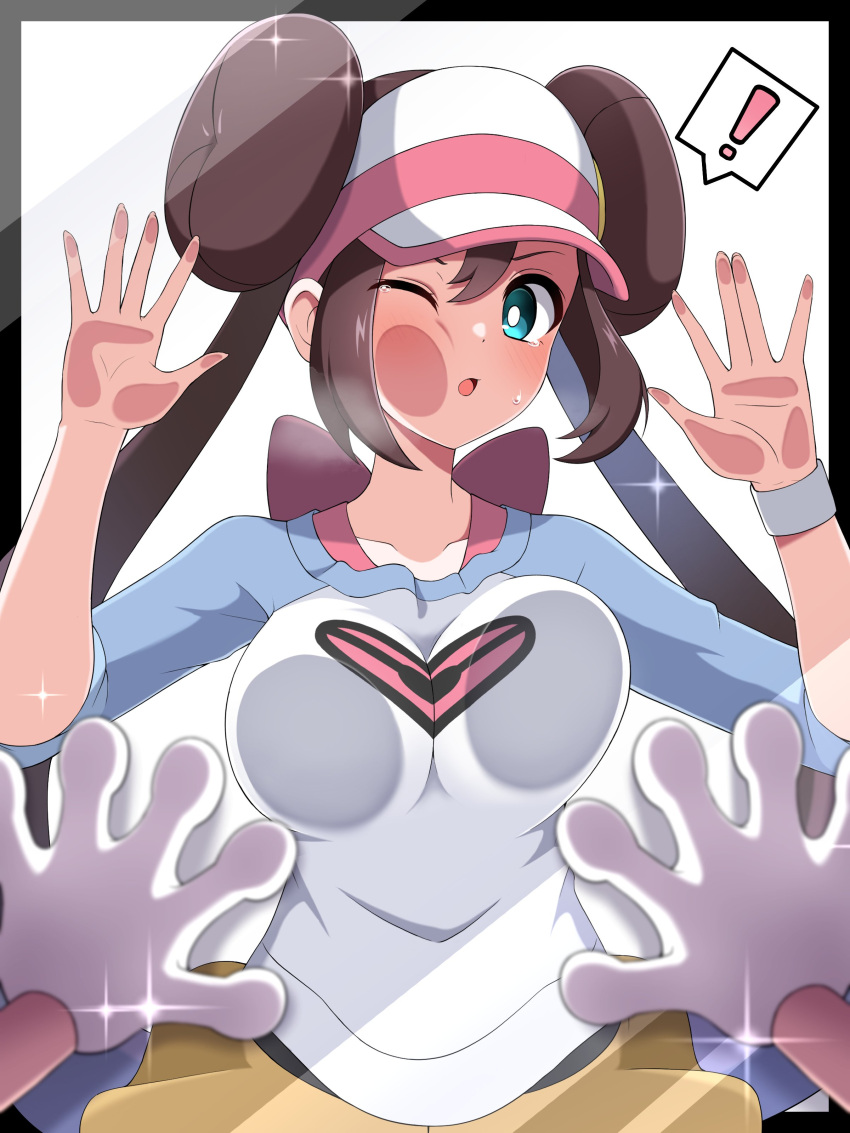 Safebooru - ! 1girl absurdres against wall blue eyes blush breasts brown hair double bun hair ...