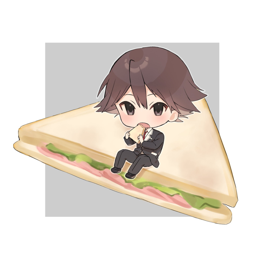 Safebooru - 1boy azukiiipaste brown eyes brown hair chaos;child chibi ...