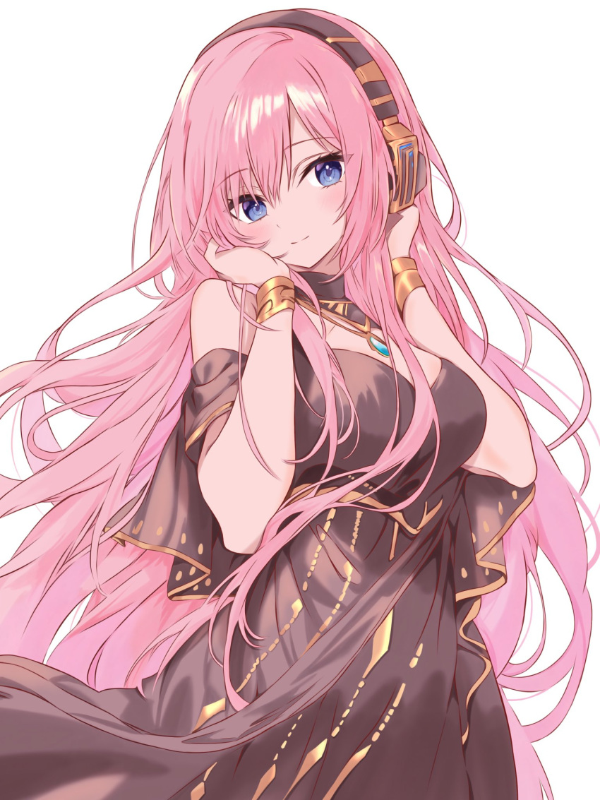 Safebooru - 1girl alternate costume bare shoulders black dress black headphones blue eyes dress ...