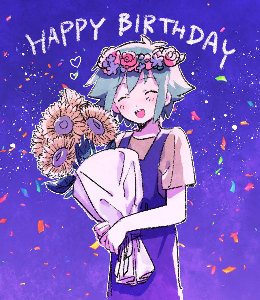 Safebooru - 1boy :d ^ ^ antenna hair aqua hair basil (headspace) (omori ...