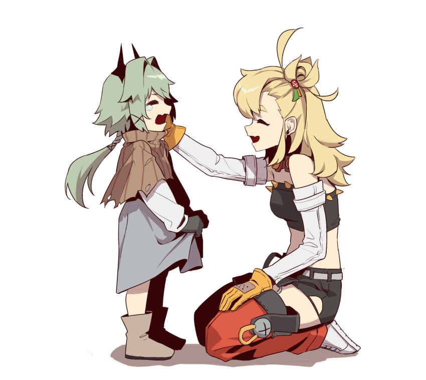Safebooru - 2girls aged down ahoge black gloves blonde hair caesar king (zenless zone zero ...