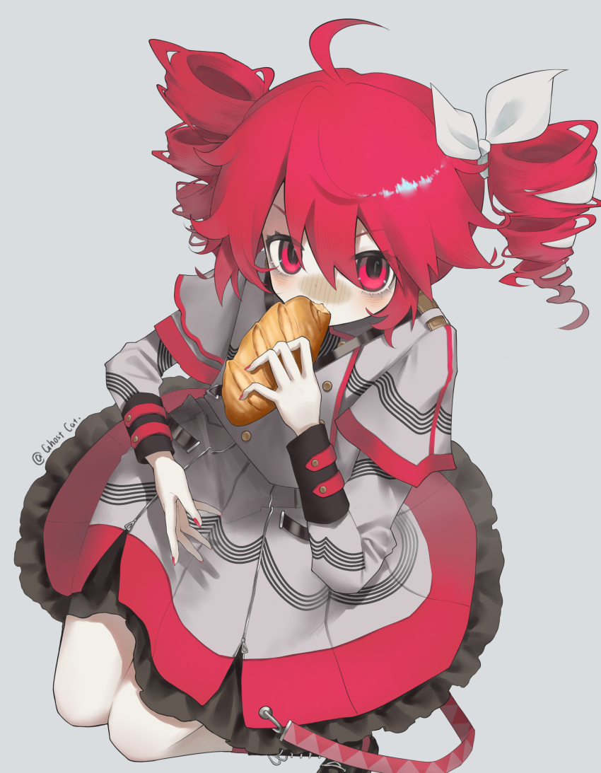 Safebooru - 1girl absurdres ahoge baguette belt black belt black footwear black sleeve cuffs ...