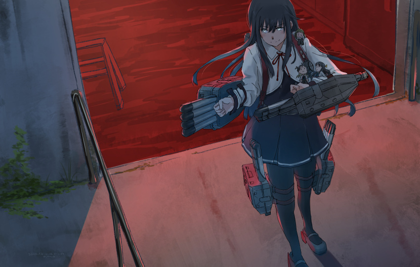 Safebooru - 1girl adapted turret asashio (kancolle) asashio kai ni (kancolle) belt black dress ...