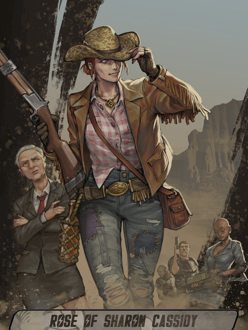 Safebooru - alcohol bag bald belt bulletproof vest dark skin denim ...