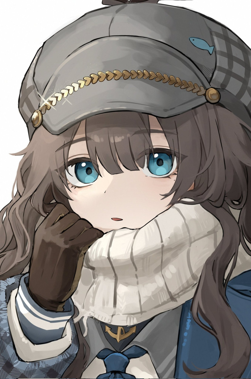 Safebooru 1girl Adjusting Scarf Blue Coat Blue Eyes Blue Neckerchief 2109
