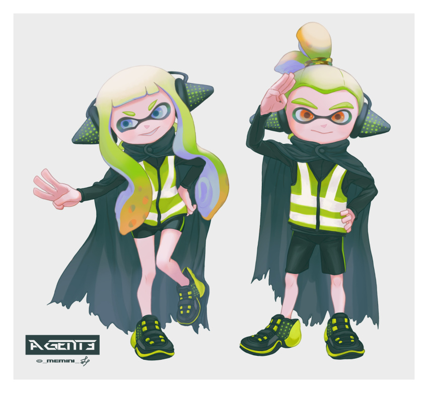 Safebooru - 1boy 1girl agent 3 (splatoon) artist name behind-the-head ...