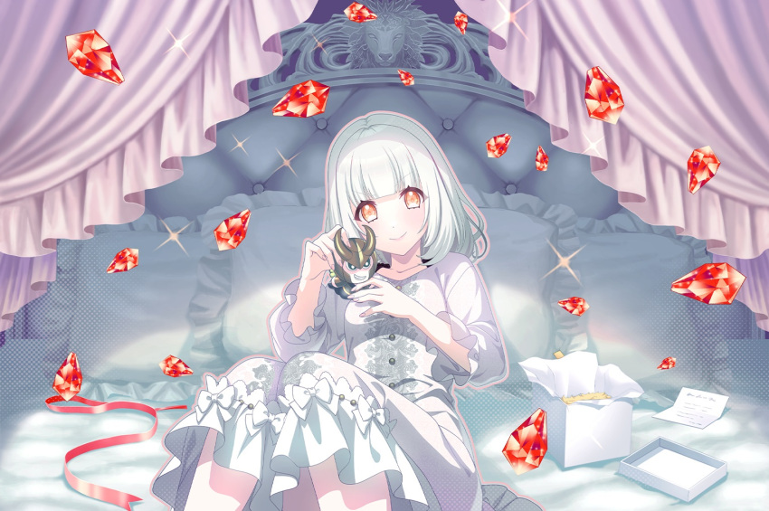 Safebooru - d4dj dress elsie (d4dj) short hair white hair yellow eyes | 5409492