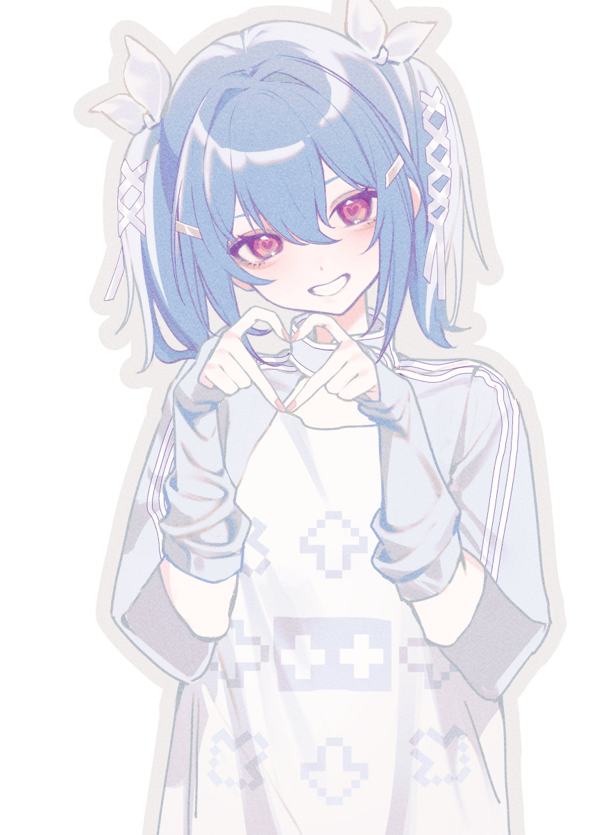 Safebooru - 1girl absurdres alternate costume arm warmers blue hair blush bow chinese commentary ...