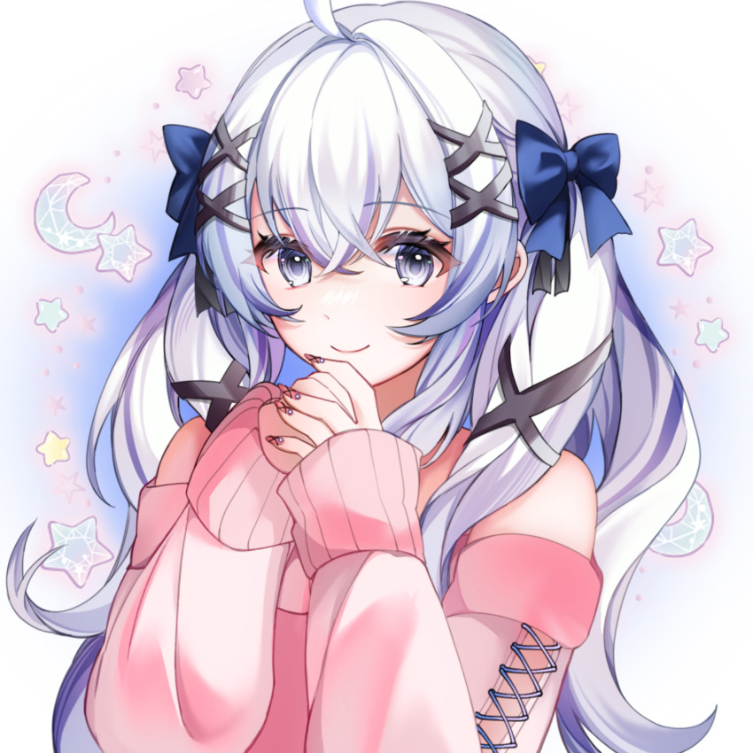 Safebooru - 1girl ahoge azuma seren bad source bare shoulders blue bow ...