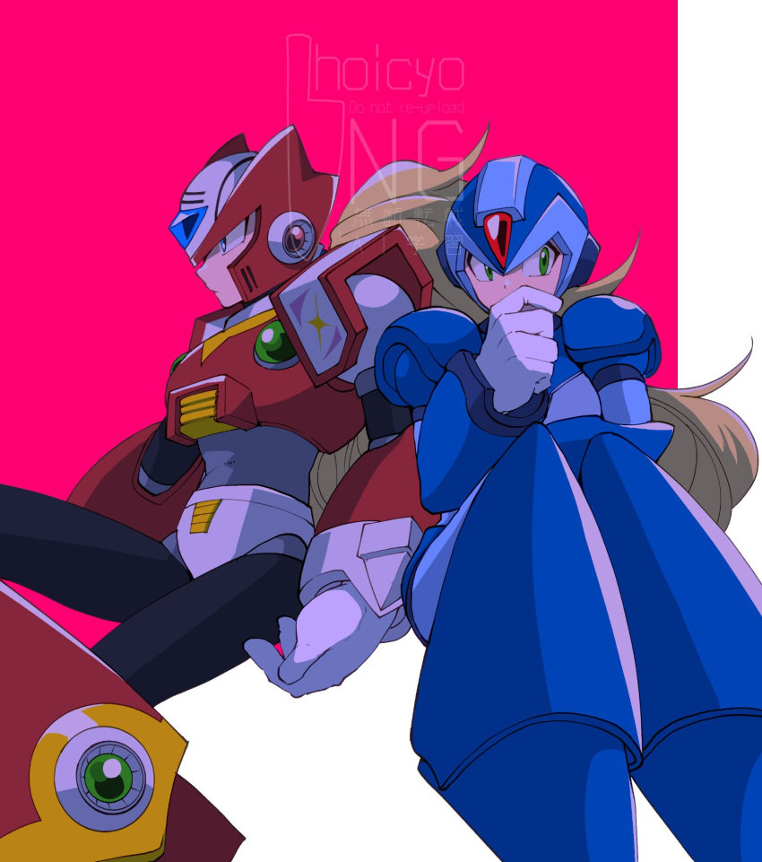 Safebooru - 2boys android armor blonde hair blue armor blue helmet ...