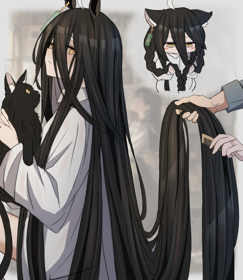 Safebooru - 1girl absurdres ahoge alternate hairstyle animal animal ...