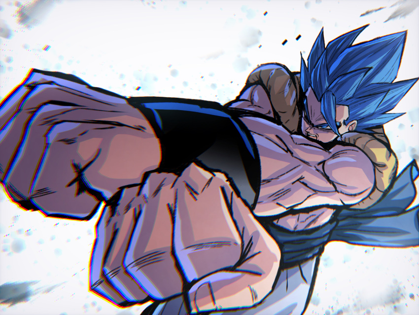 Safebooru - 1boy aqua sash blue eyes blue hair bracer chiro illust chromatic aberration clenched ...