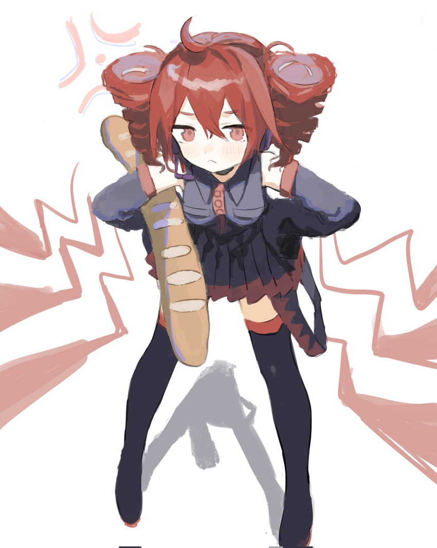 Safebooru - 1984 (artist) 1girl ahoge baguette bare shoulders black ...