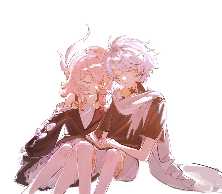 Safebooru - 1boy 1girl 8gy2pesjef33878 black dress black shirt chinese commentary commentary ...