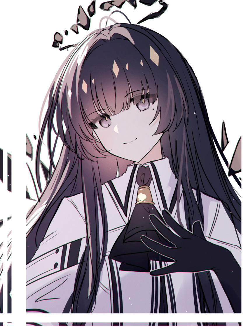 Safebooru - 1girl absurdres arknights ascot black ascot black gloves black hair black halo black ...