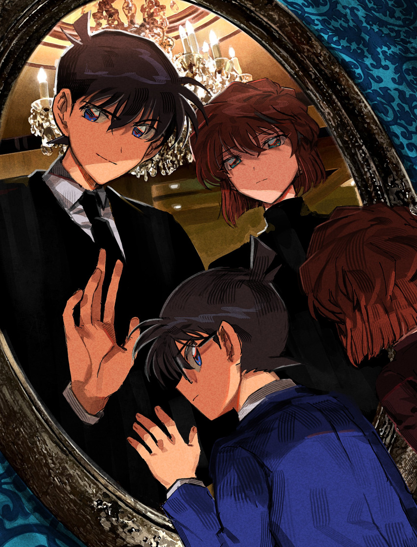 Safebooru - 1boy 1girl absurdres black hair black necktie black suit ...