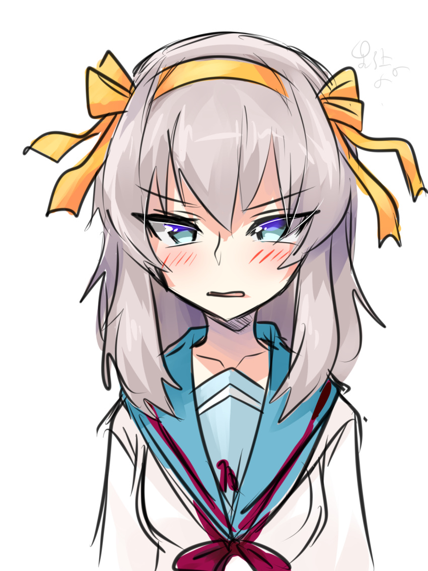 Safebooru - 1girl adachi (nogami nono) blue eyes blush cosplay girls und panzer grey hair hair ...