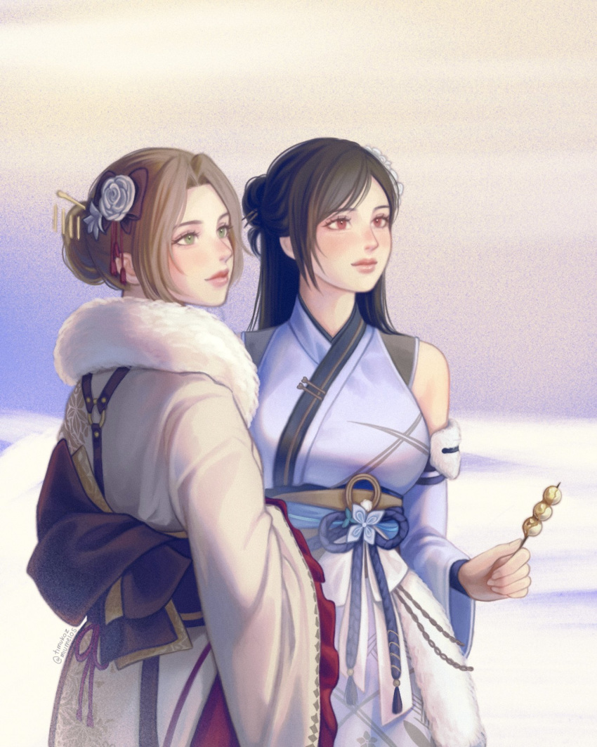 Safebooru - 2girls aerith gainsborough aerith gainsborough (festive crimson attire) bare ...