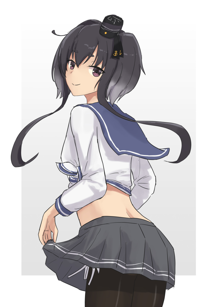 Safebooru - 1girl adapted costume alternate costume ass back black hair blue sailor collar blush ...