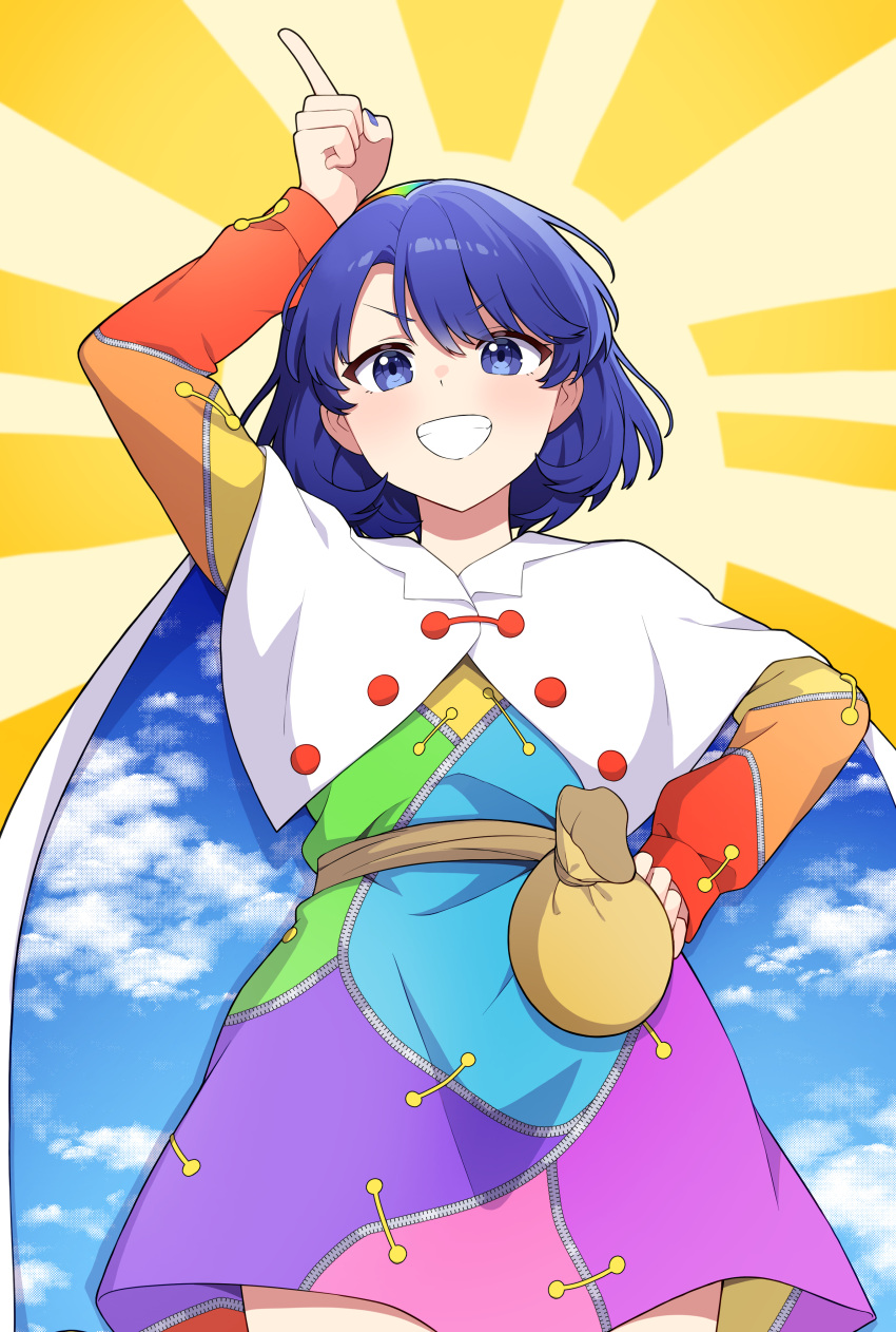 Safebooru - 1girl absurdres blue eyes blue hair cape dress highres looking at viewer miz ...