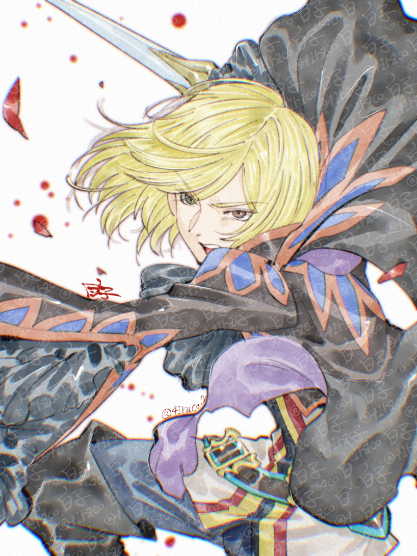 Safebooru - 1boy black cape black footwear blonde hair blue pants boots cape fighting stance ...