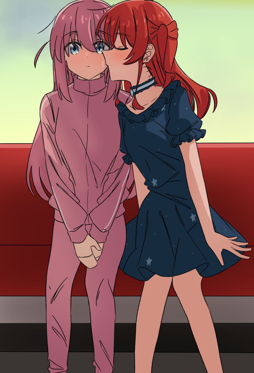 Safebooru - 2girls absurdres blue choker blue dress blue eyes bocchi the rock! choker closed ...