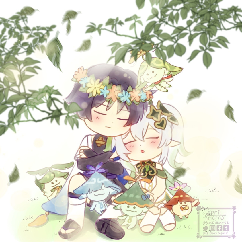Safebooru - 1boy 1girl alternate headwear aranara (genshin impact ...