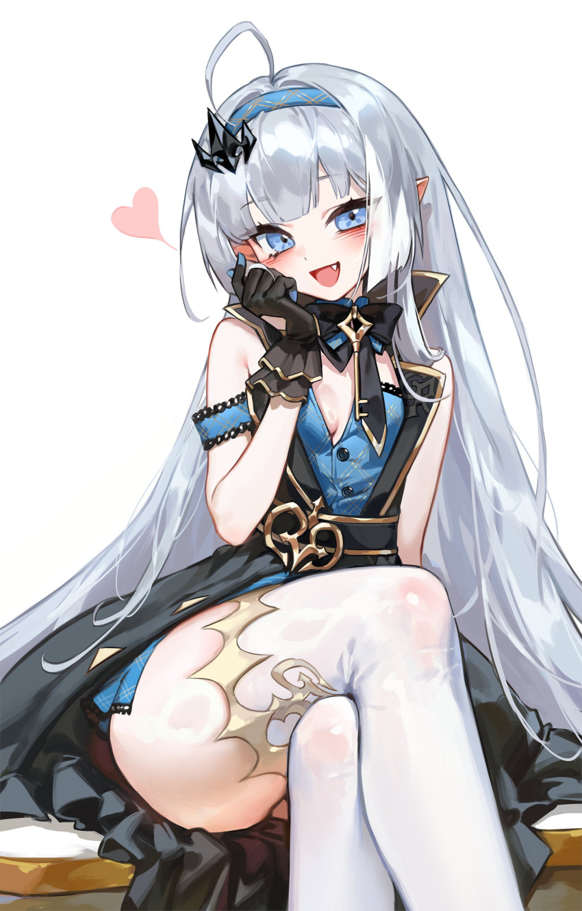 Safebooru - 1girl absurdres ahoge armpit crease black bow black bowtie black gloves black vest ...