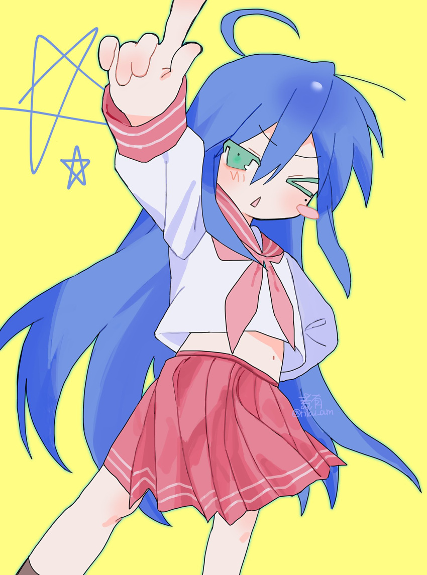 Safebooru - > o 1girl ahoge blue hair blush blush stickers green eyes ...