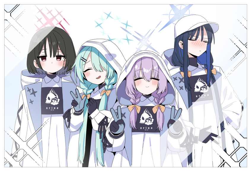 Safebooru - 4girls ^ ^ absurdres aqua hair arius squad (blue archive) atsuko (blue archive ...
