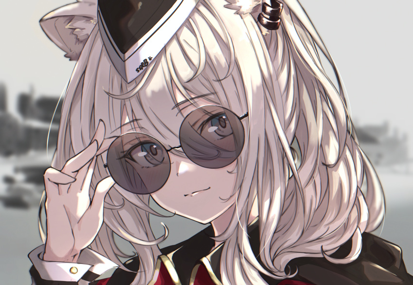 Safebooru - 1girl absurdres adjusting eyewear alternate costume alternate hairstyle animal ear ...