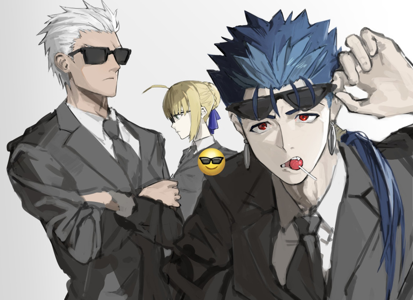 Safebooru - 1girl 2boys archer (fate) artoria pendragon (fate) blonde ...