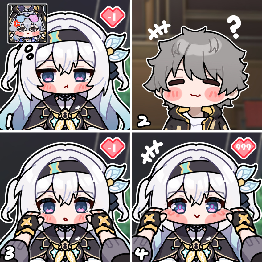 Safebooru - ? anger vein caelus (honkai: star rail) cheek pinching firefly (honkai: star rail ...