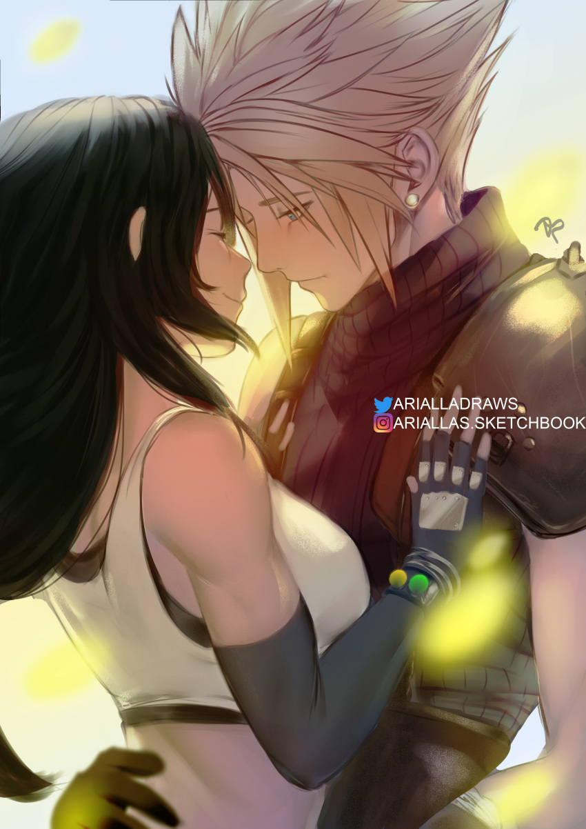 Safebooru - 1boy 1girl absurdres arialla draws armor bare shoulders black gloves black hair ...