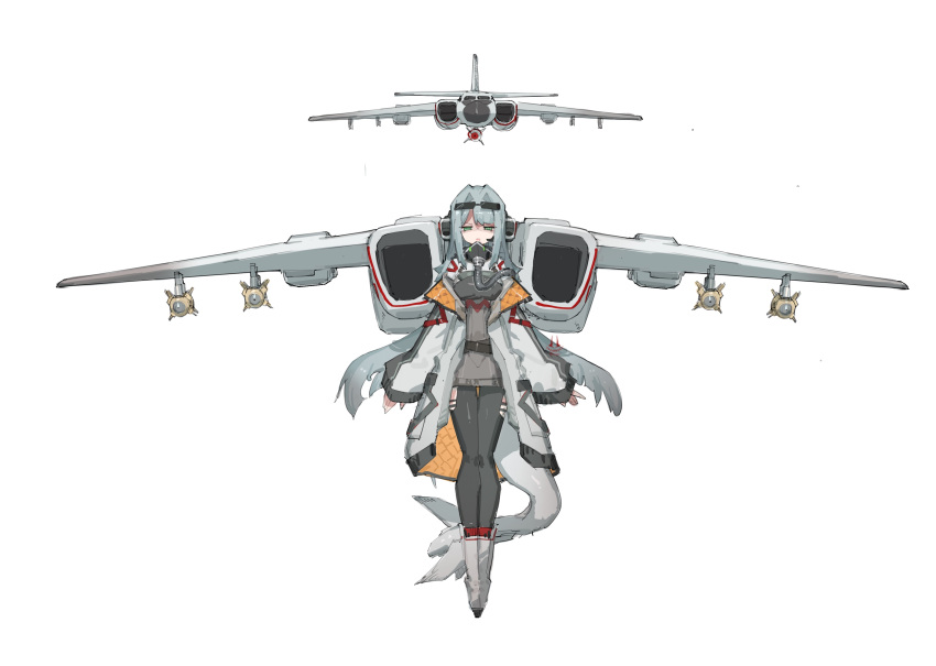 Safebooru - 1girl absurdres aircraft airplane anti-ship missile black ...