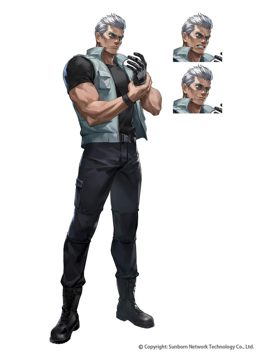 Safebooru - 1boy batou (gits) black pants black shirt copyright notice ...