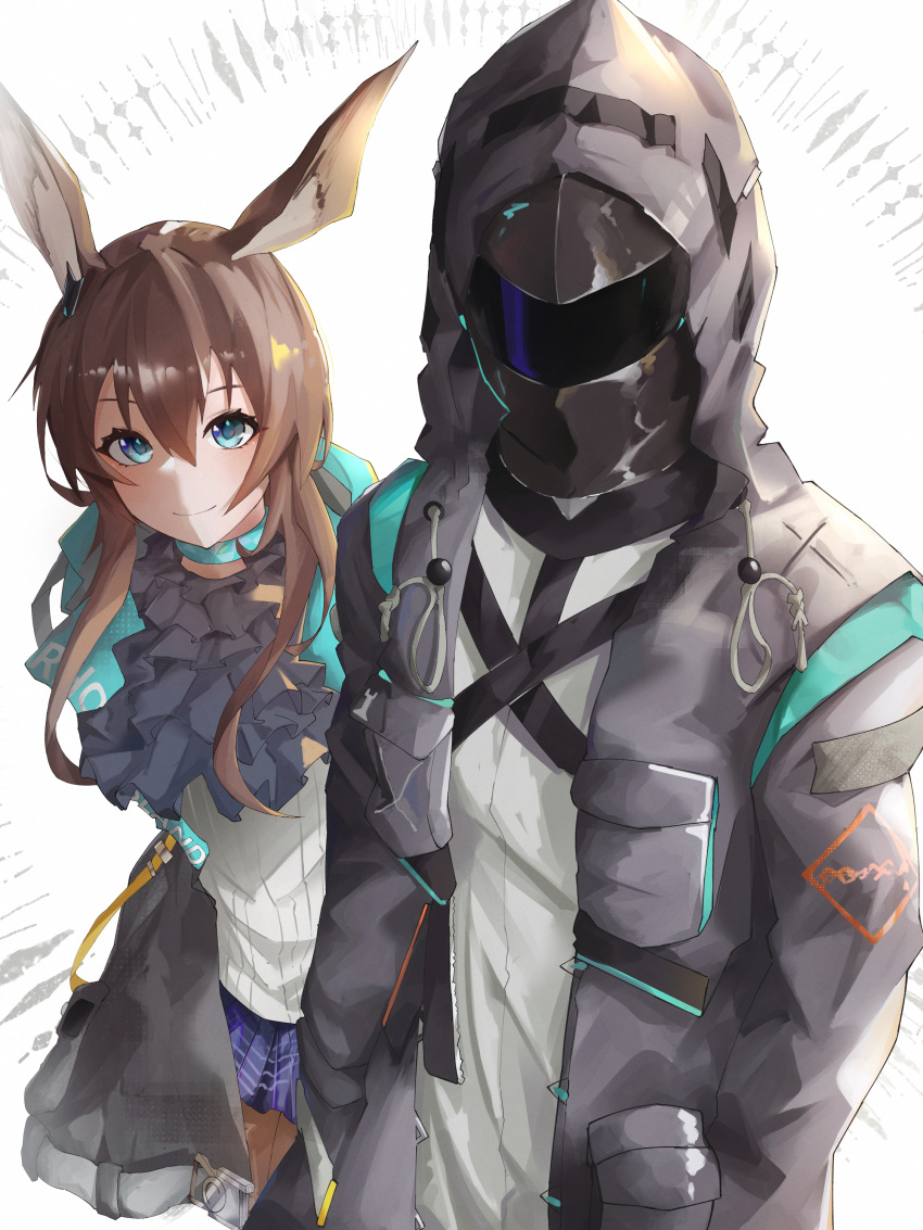 Safebooru - 1girl 1other absurdres amiya (arknights) animal ears aqua collar arknights ascot ...