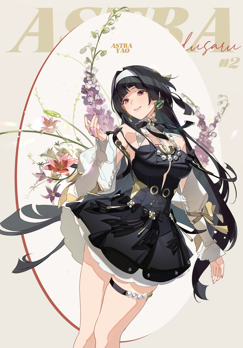 Safebooru - 1girl absurdres astra yao astra yao (chandelier) black dress black hair breasts ...
