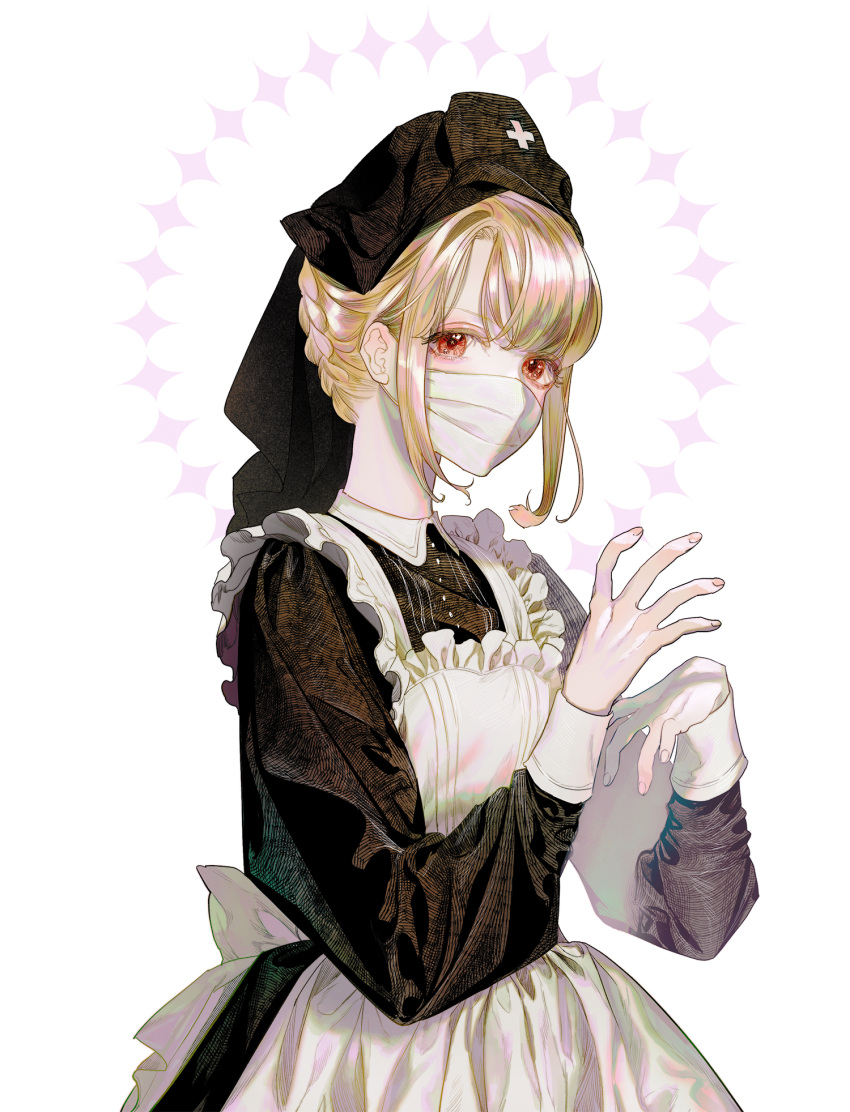 Safebooru - aegyo sal apron blonde hair braid braided bun hair bun ...