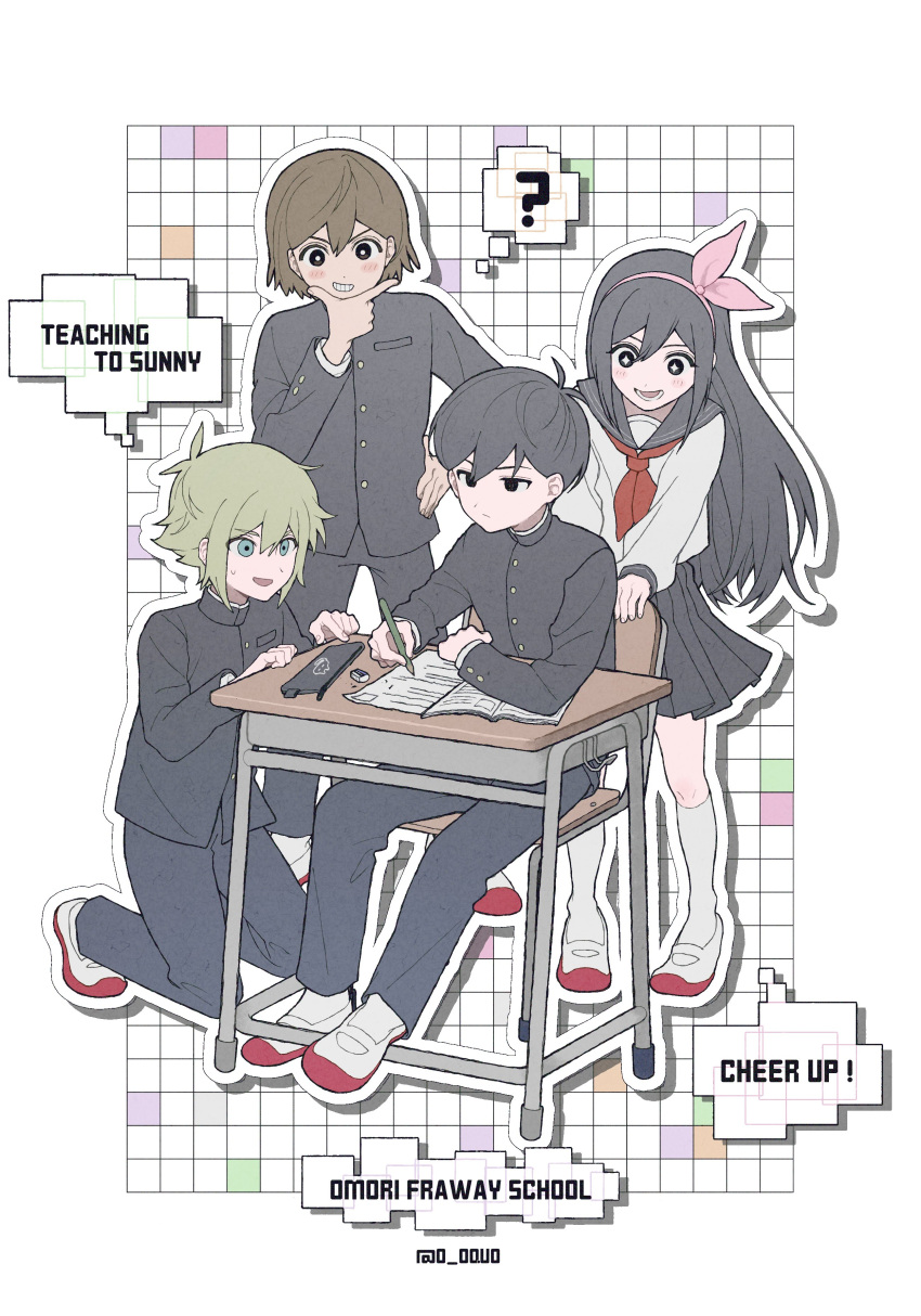 Safebooru - + + 1girl 3boys ? absurdres aged down alternate costume antenna hair artist name ...