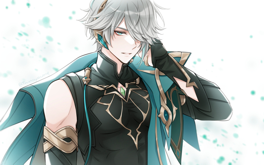 Safebooru - 1boy alhaitham (genshin impact) aqua eyes aqua jacket black ...