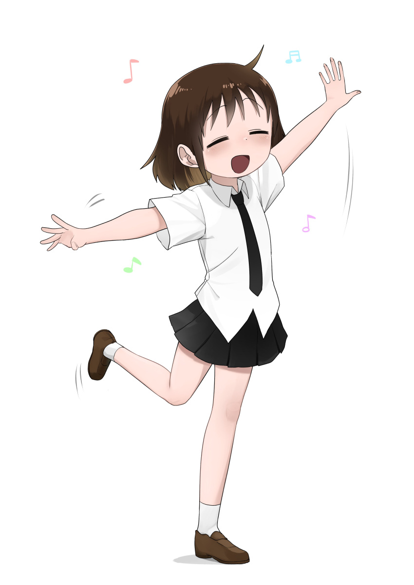 Safebooru - absurdres brown hair fusuma (suwaru boom) highres kill me baby musical note necktie ...