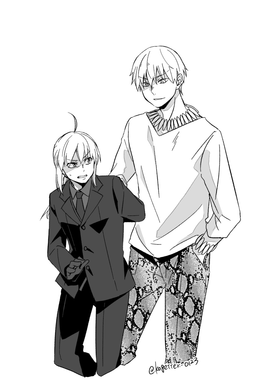 Safebooru - 1boy 1girl ahoge arm behind back artoria pendragon (fate) bracelet commentary ...