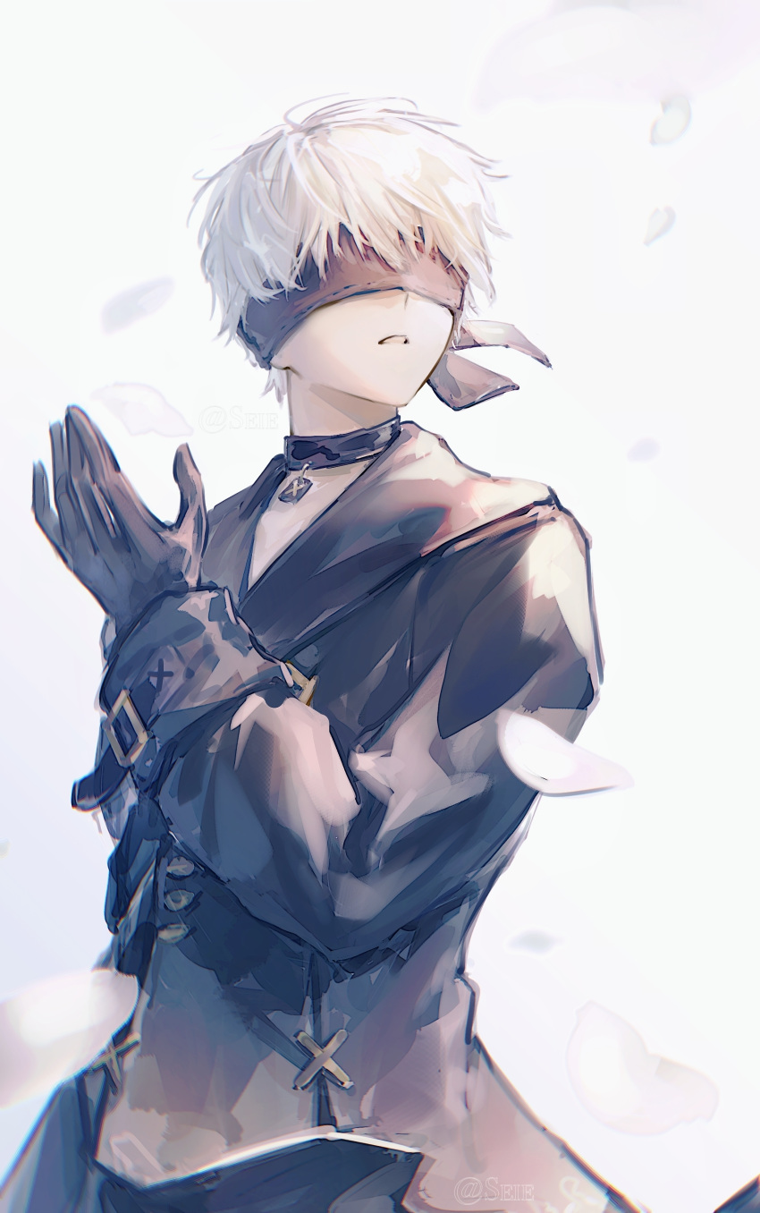 Safebooru - 1boy 9s (nier:automata) absurdres black blindfold black choker black gloves black ...